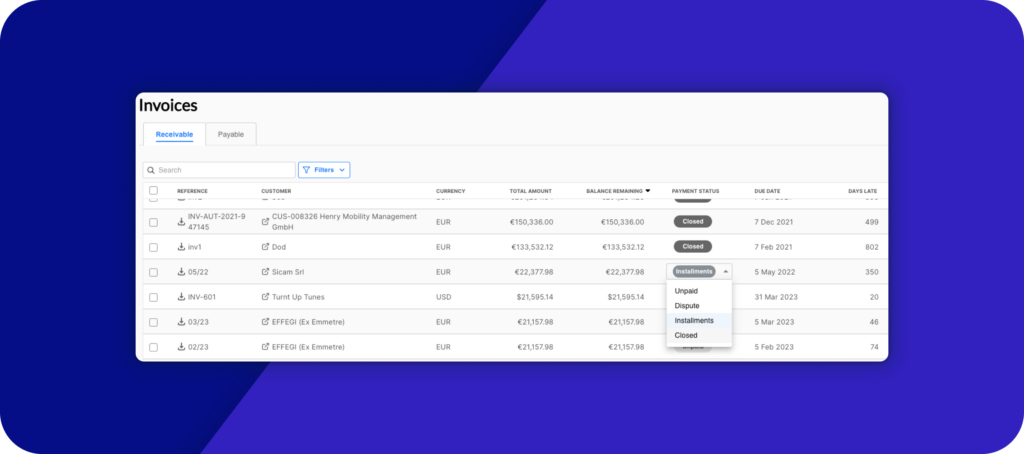 Seamless Onboarding, Invoices status and Filter | Kolleno